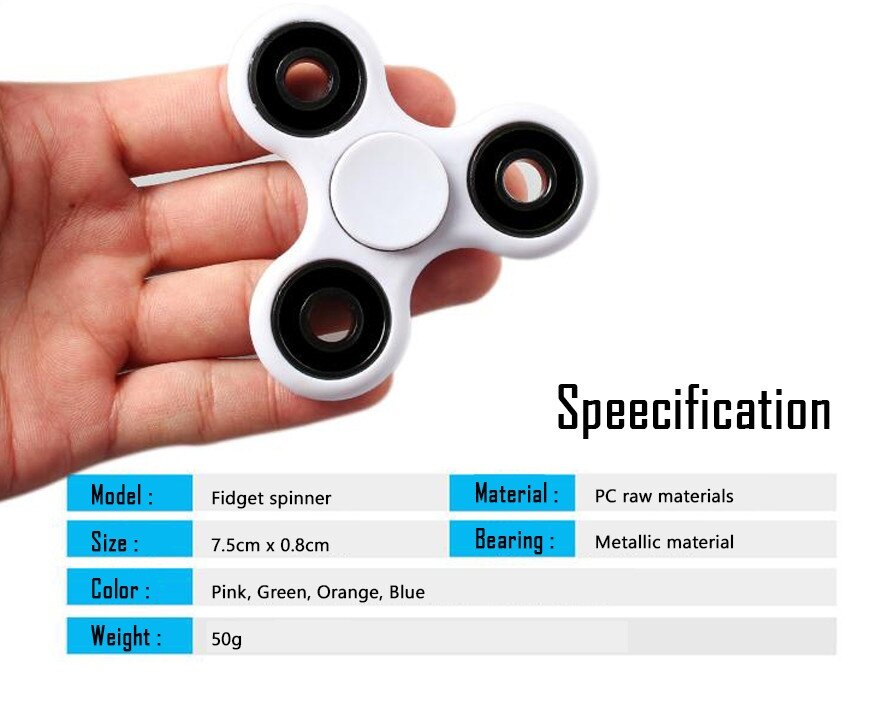 4 Colors New Tri-Spinner Fidget Toy Plastic EDC Hand Spinner For Autism ...