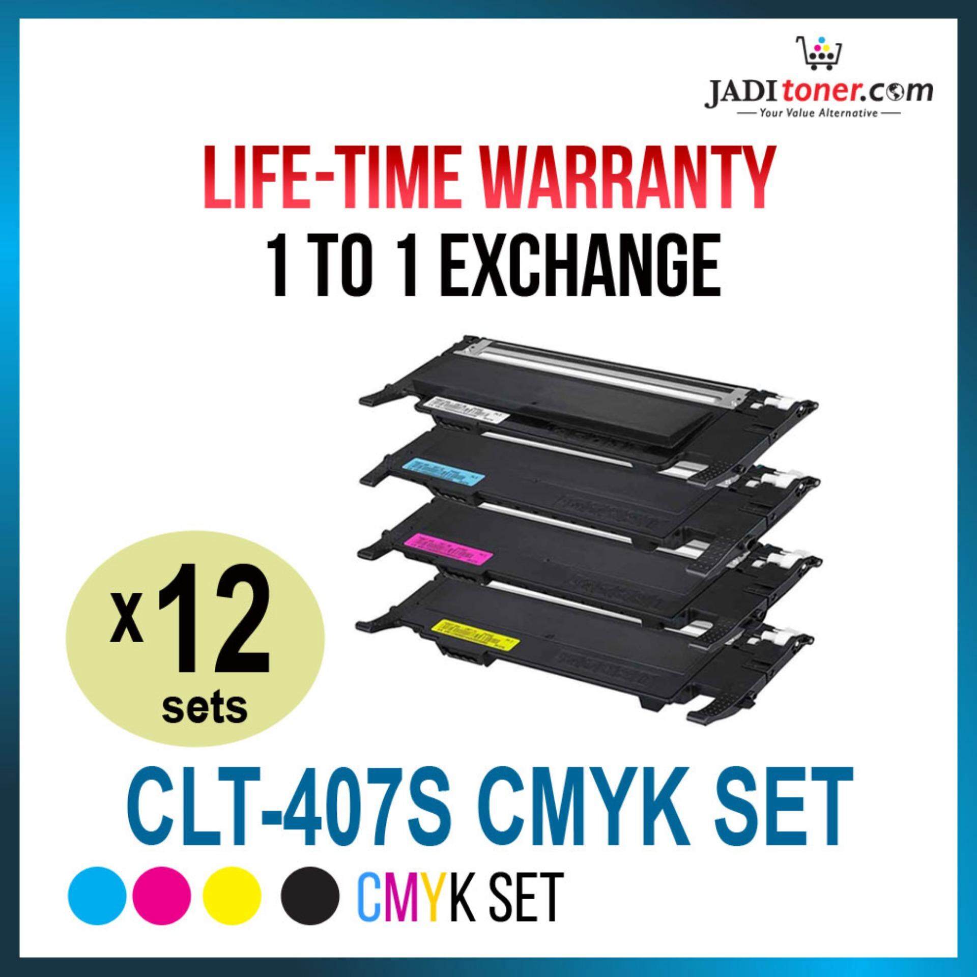 12 Sets of Compatible CLT-407S CMYK Set Toner Cartridge For Use In Samsung CLP-320 / 326 / CLX ...