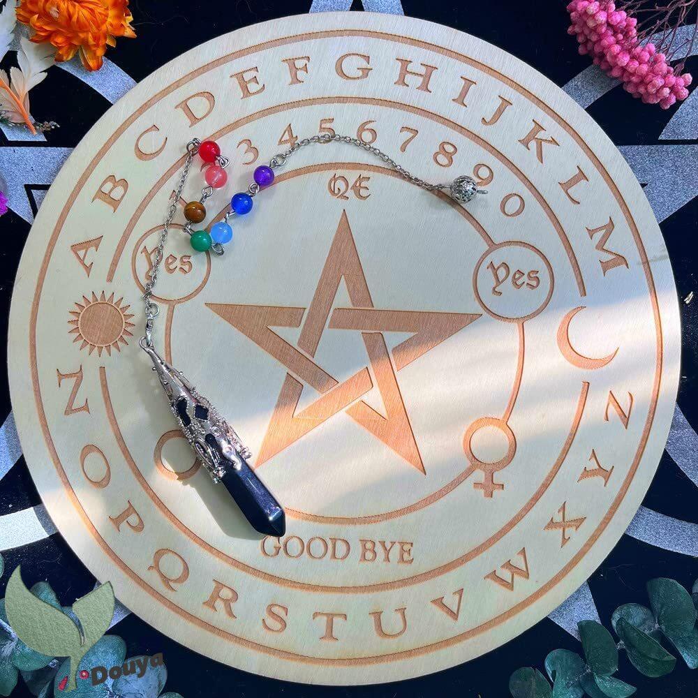 Witch Tools Star Pendulum Board Wooden Dowsing Divination Board Round ...