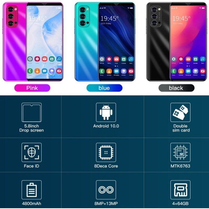 Rino4 Pro 5.8 Inch Large Screen Bluetooth Dual Sim Card Fingerprint and ...