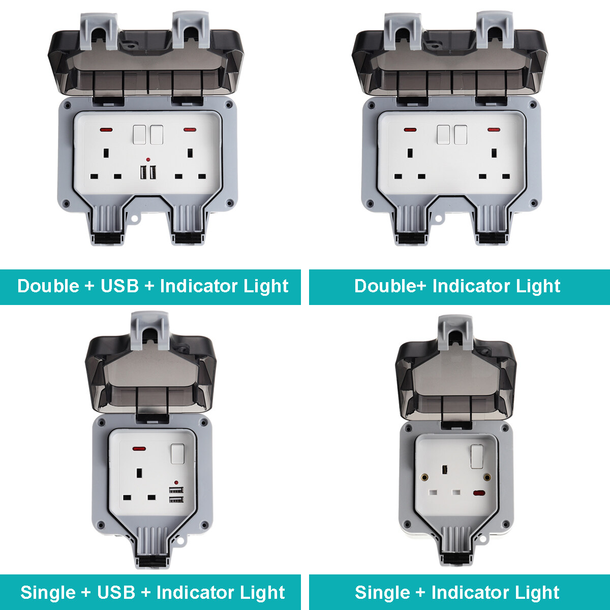 Generic Double Waterproof Outdoor 13Amp Storm Switched 2 Gang Socket ...