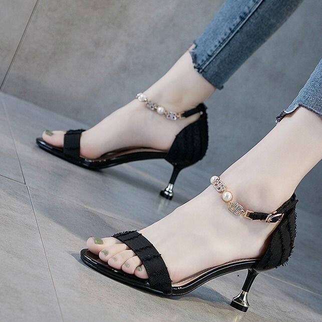 Korean High Heeled Sandal Women's Sexy Simple High Heels Fashion Solid ...