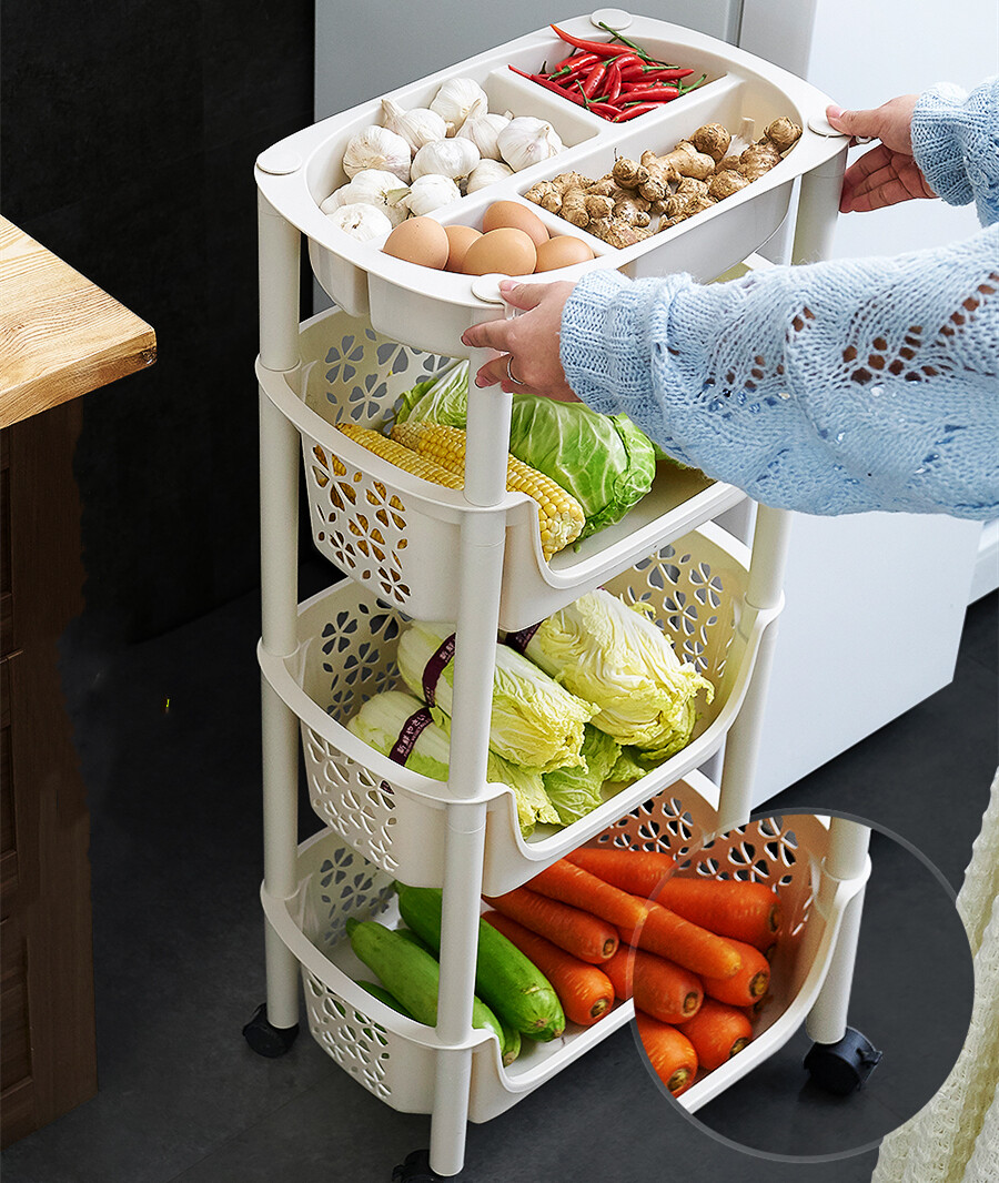 [Layer Kitchen Trolley Cart, Spice Rack Storage Rolling Cart ,Multi ...