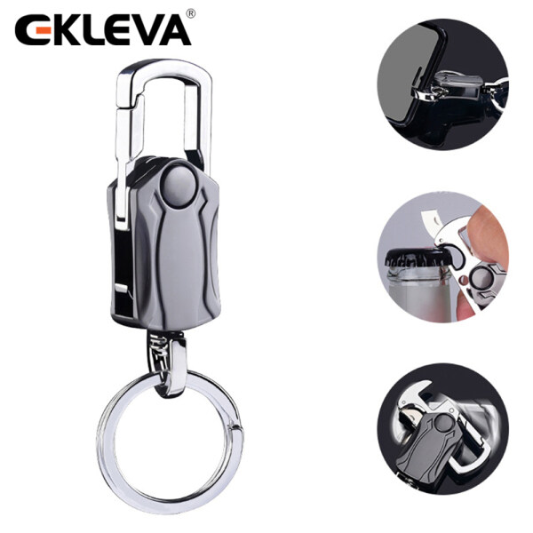 EKLEVA Multifunctional Heavy Duty Keychain Corkscrew Cool Keychain 360 ...