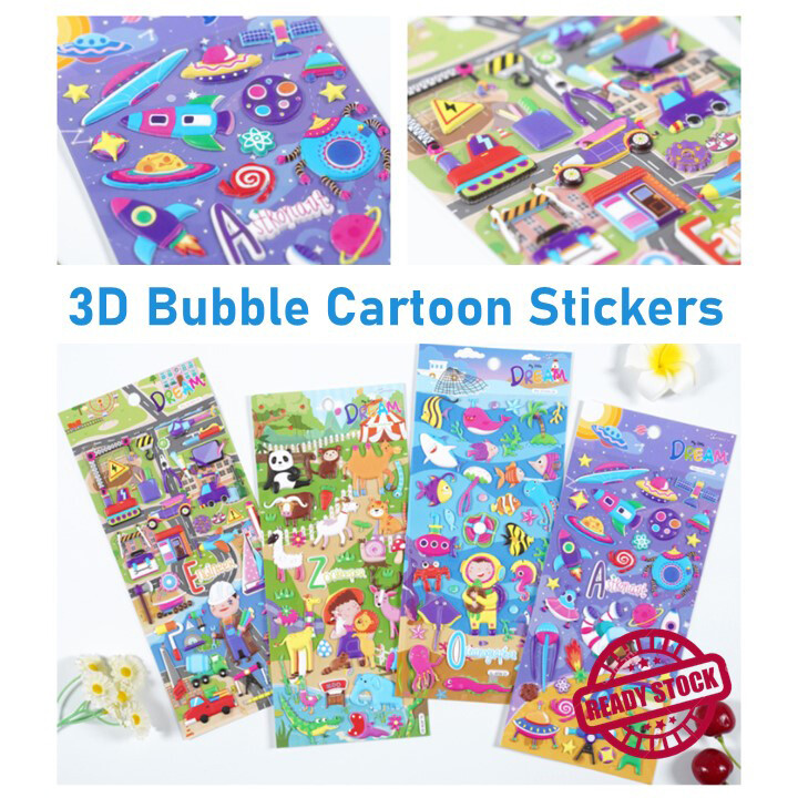 3D Bubble Puffy Cartoon Sticker Scrapbooking Craft Zoo Astronaut Ocean ...