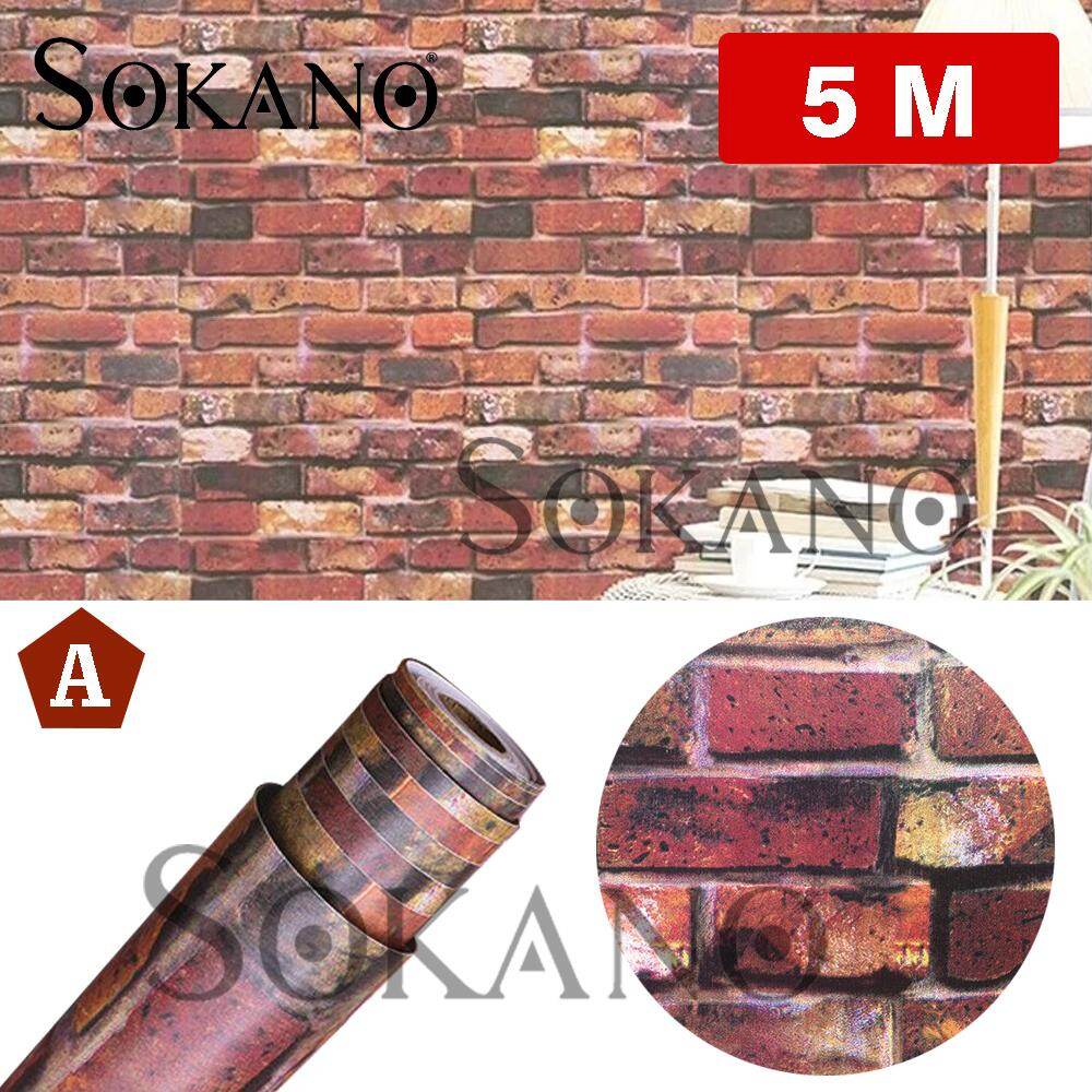 SOKANO 5 Meter x 45cm DIY Self Adhesive Decorative Wall Paper Wallpaper ...