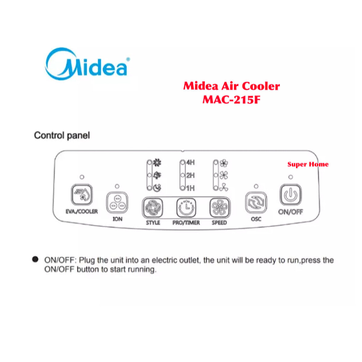 Midea Air Cooler MAC-215F ionizer Air Cooler with Remote Control ...