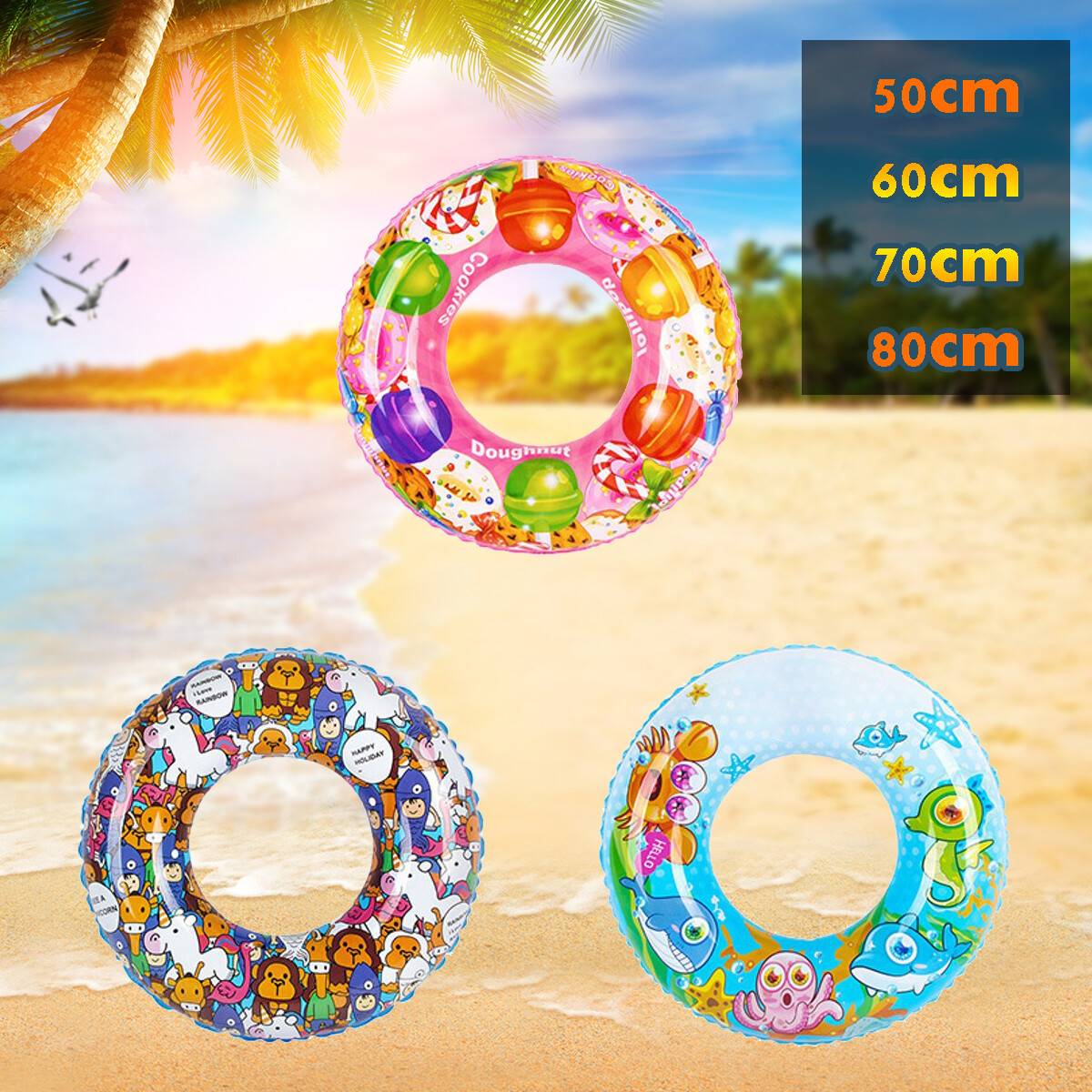 Generic 50/60/70/80cm Inflatable Ring Beach Lake Floats Kids Children ...