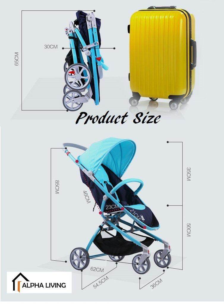 Alpha Living BAY0057 Travel Stroller 4 Wheel Folding High View Pram ...
