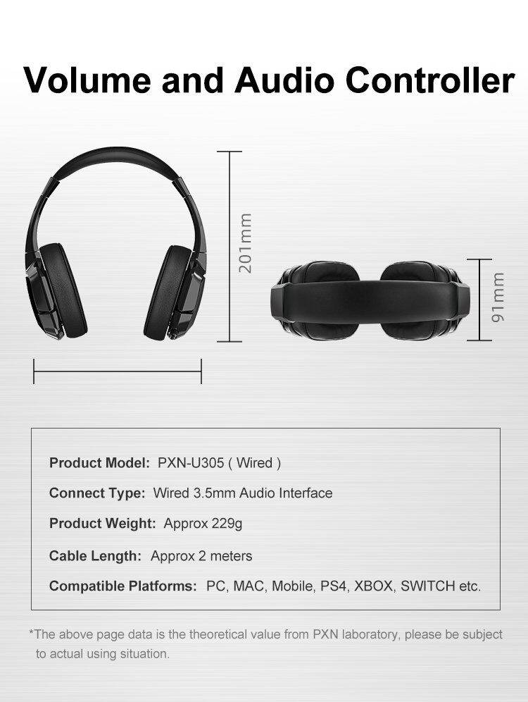 PXN U305 Wired Gaming Lightweight Design Headset with Omnidirectional ...