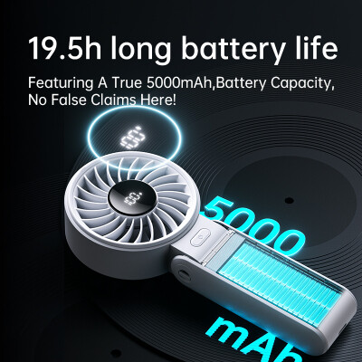 JISULIFE life 7 Portable Fan, Foldable, 5000mAh USB Rechargeable,19.5h ...