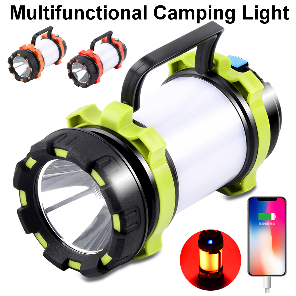 Generic Searchlight Flashlight Handheld Portable LED Spotlight For ...