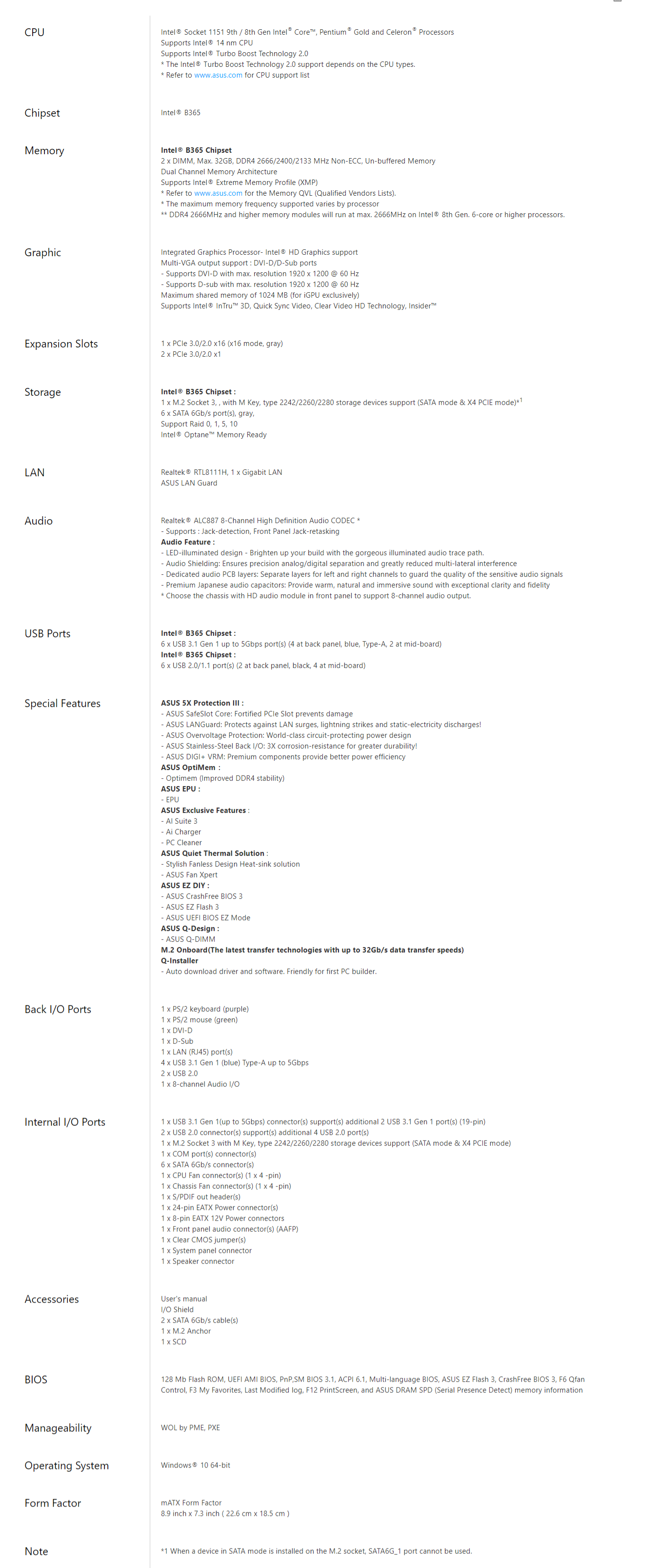 ph&co | PC Depot. ASUS INTEL B365 MOTHERBOARD MAINBOARD PRIME B365M-K