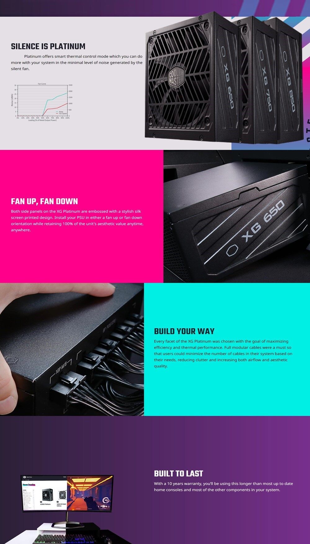 Cooler Master XG Platinum 650W 80 Plus Full Modular ATX Power Supply ...