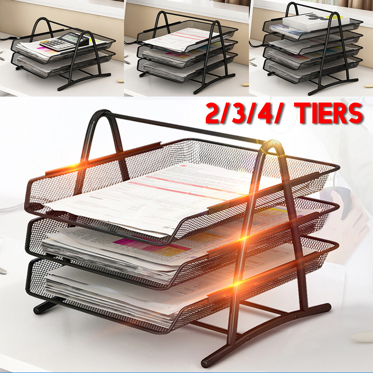 Generic 2/3/4 Tiers Desktop Document Paper Letter File Sliding Tray ...