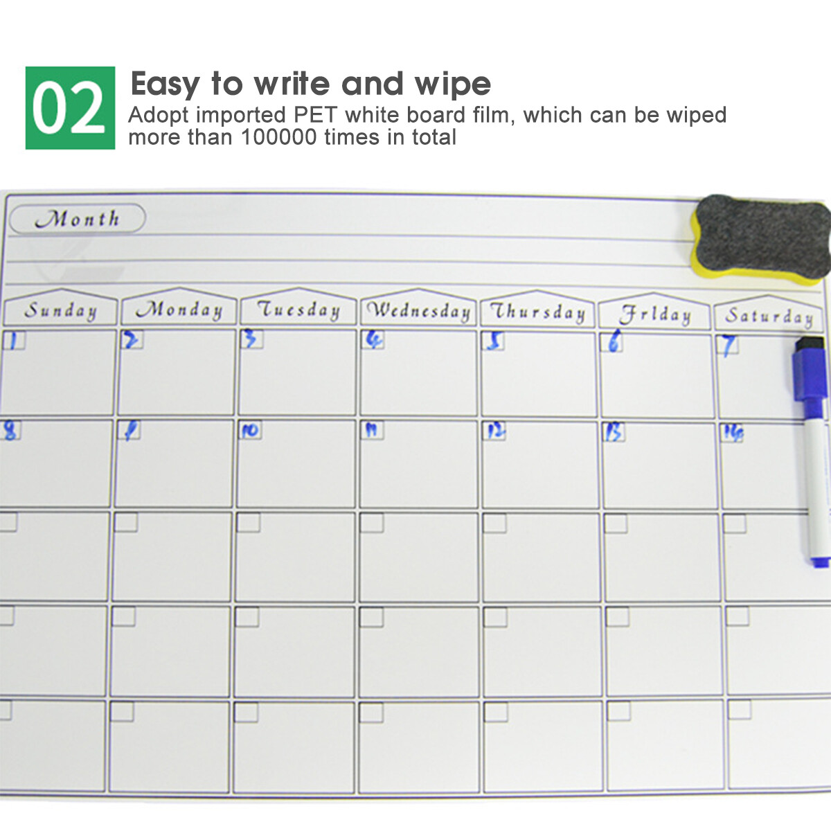 Generic Fridge Magnets Magnetic Whiteboard Weekly Monthly Plan Calendar ...
