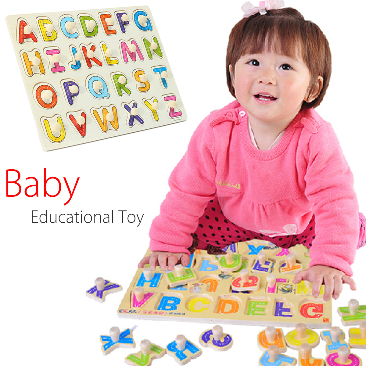 Generic Alphabet ABC Wooden Jigsaw Puzzle Toy Children Kids Learning ...