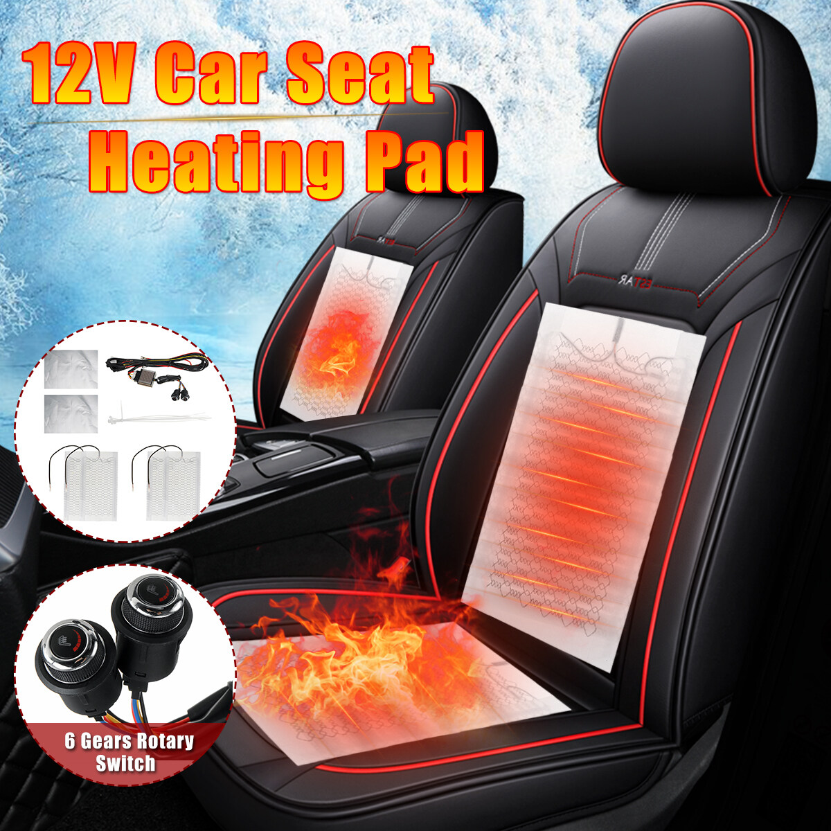 Generic 4Pcs Universal Carbon Fiber Car Seat Heating Pad Vehicle Heated ...