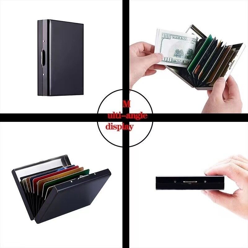 👝👝 Spot Goods Stainless Steel Cardcase Credit Card Box Card Clamp Anti ...