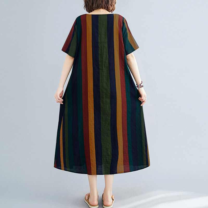 ZANZEA Vestido largo Zanzea mujeres flojo holgado llamarada - verde ...