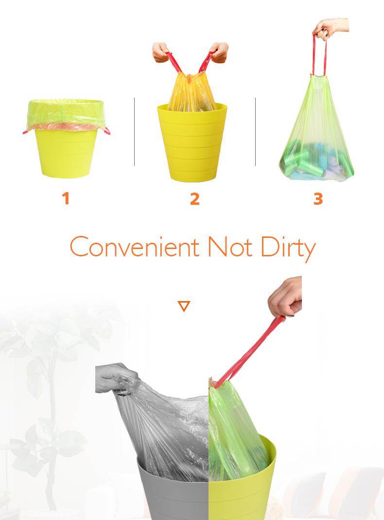 SOKANO Automatic Closing Garbage Bags with Rope (45cm x 55cm) 15 Pcs ...